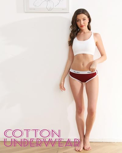 Omcry Cotton Underwear for Womens Breathable Cheeky Panties for Women Comfy Bikinis Panties for Young Ladies 5 Pack