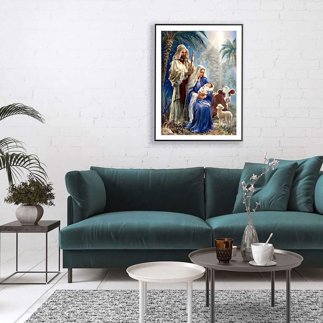 Nativity Scene Diamond Paintings Kits for Adults, Christmas Jesus was Born Diamond Art Kits Full Drill Diamond Dots Paint with Diamonds Gem Arts and Crafts for Beginner Home Religious Wall Decor