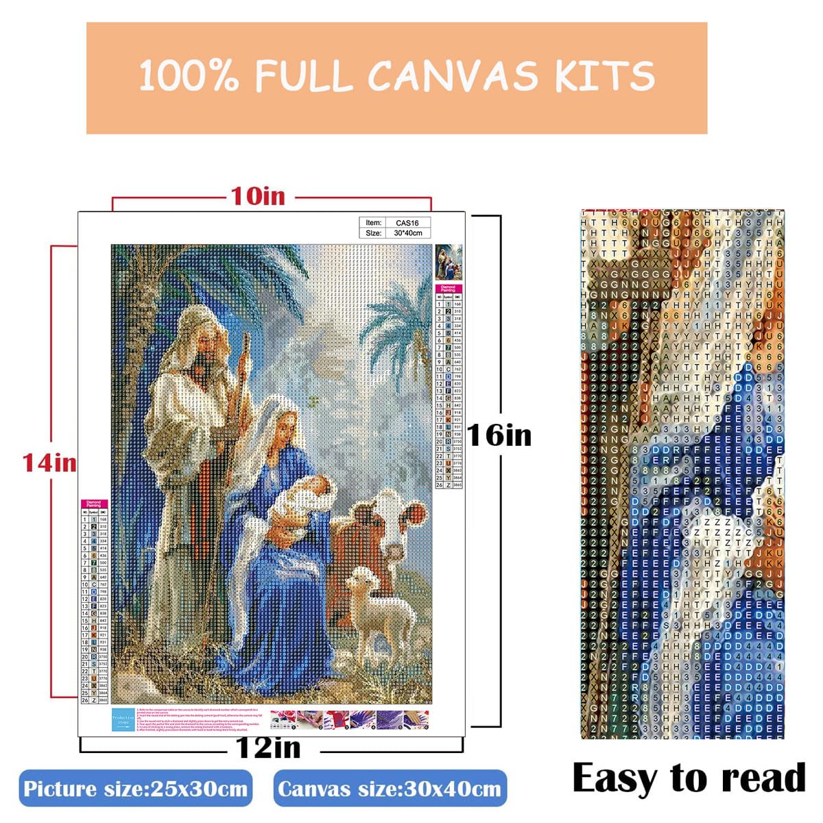 Nativity Scene Diamond Paintings Kits for Adults, Christmas Jesus was Born Diamond Art Kits Full Drill Diamond Dots Paint with Diamonds Gem Arts and Crafts for Beginner Home Religious Wall Decor
