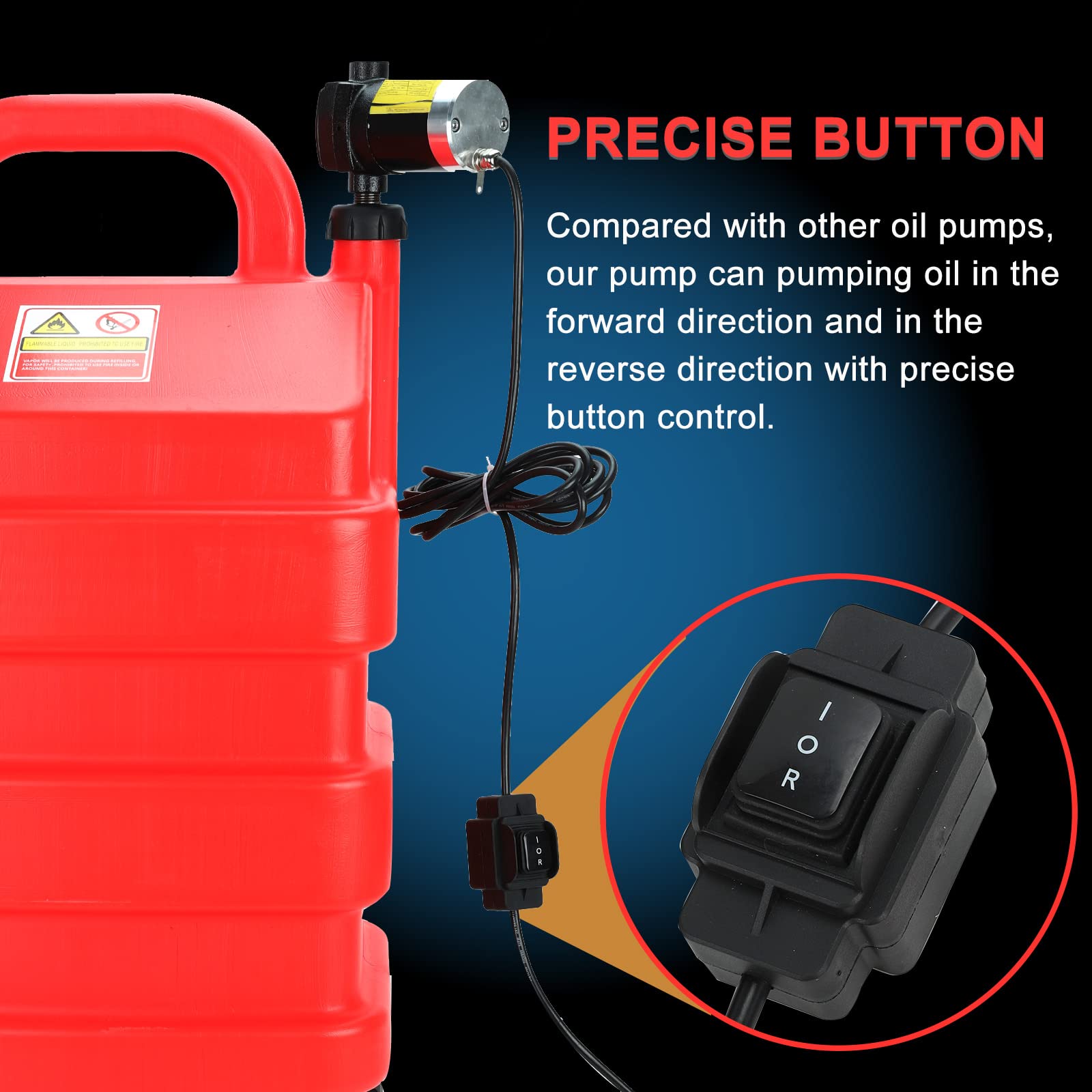 110V Automatic Gasoline Fuel Transfer Pump with Forward and Reverse Pumping, 2.3/3.7 GPM Portable Self-priming Fuel Oil Transfer Pump for Gasoline, Diesel, Kerosene, Biodiesel and More