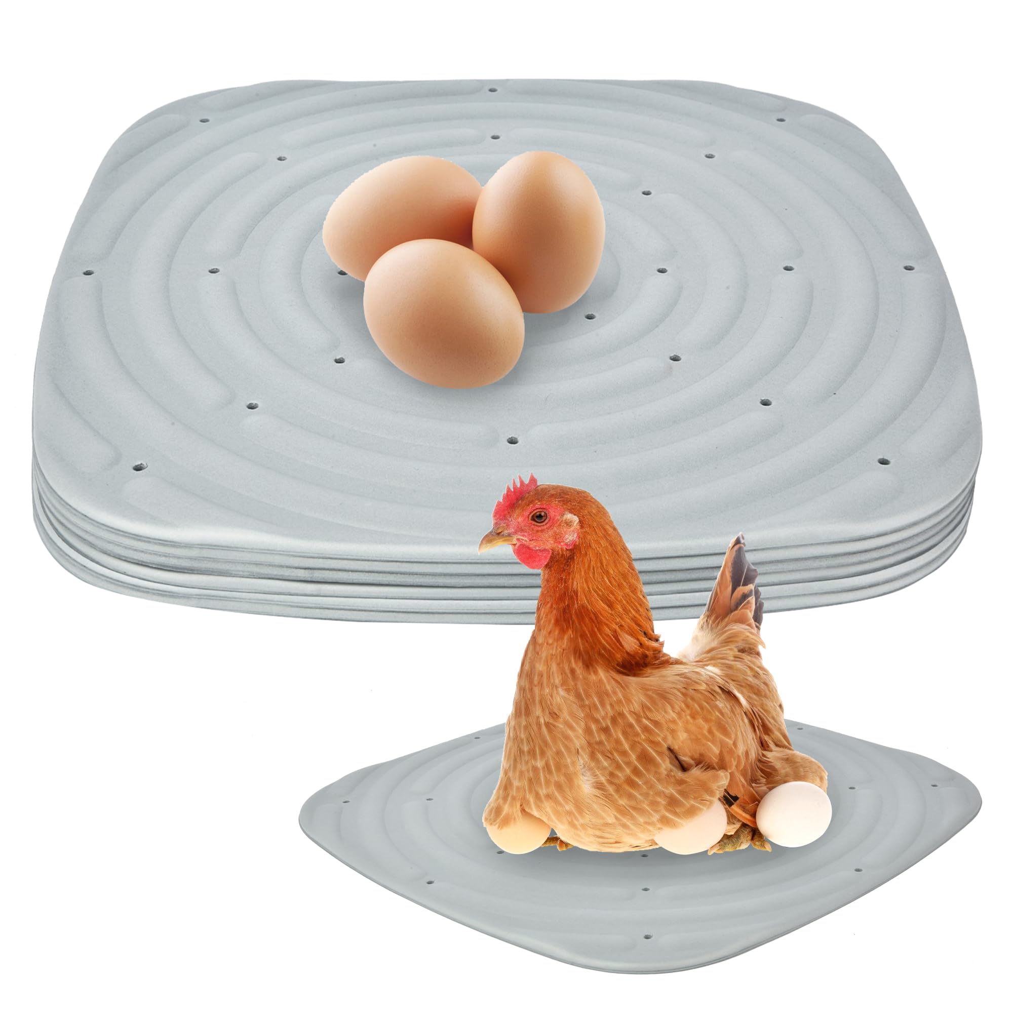 Yaofafa Chicken Nesting Pads,Washable Nesting Box Pads for Laying Eggs,Cuttable Reusable Hemp Bedding for Chicken Coop,Rubber Sponge Buffer Anti-Fall Poultry Nesting Pads 12''x12''(6Pack)