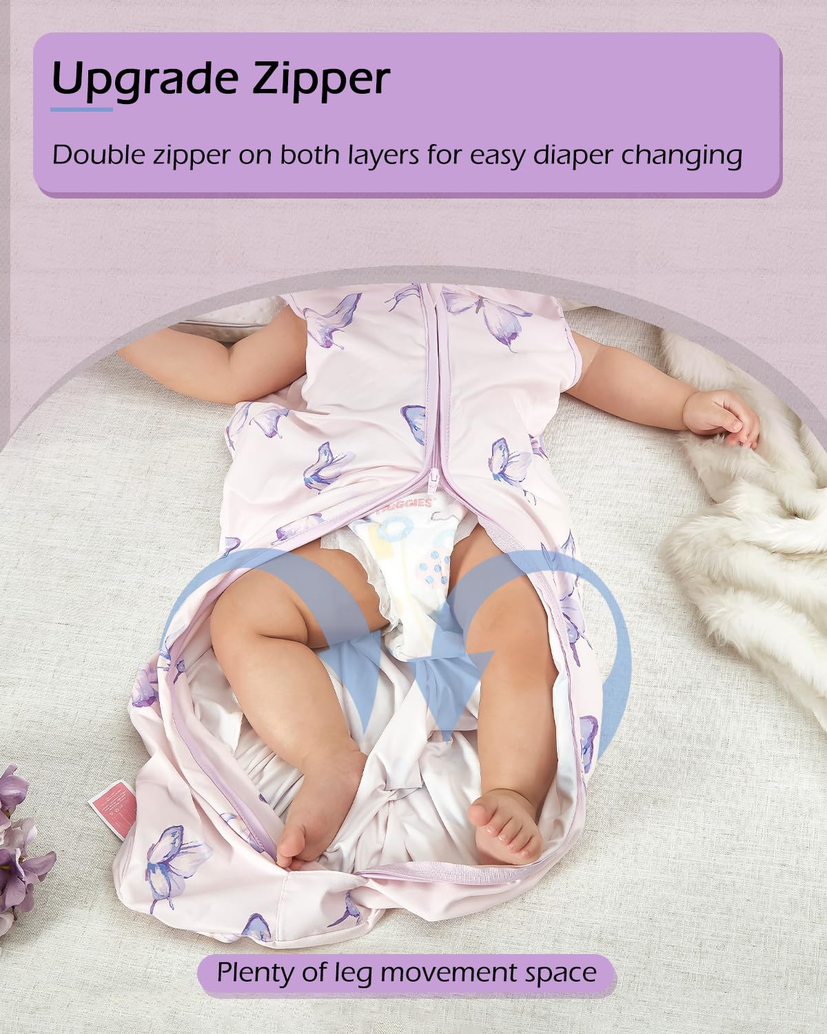 CocoCradle Baby Sleep Sacks Unisex Toddlers' Sleep Wearable Blanket Sleeping Bags, 2-Way Safe Zippers Sleepsack 0.5TOG for Babies | S