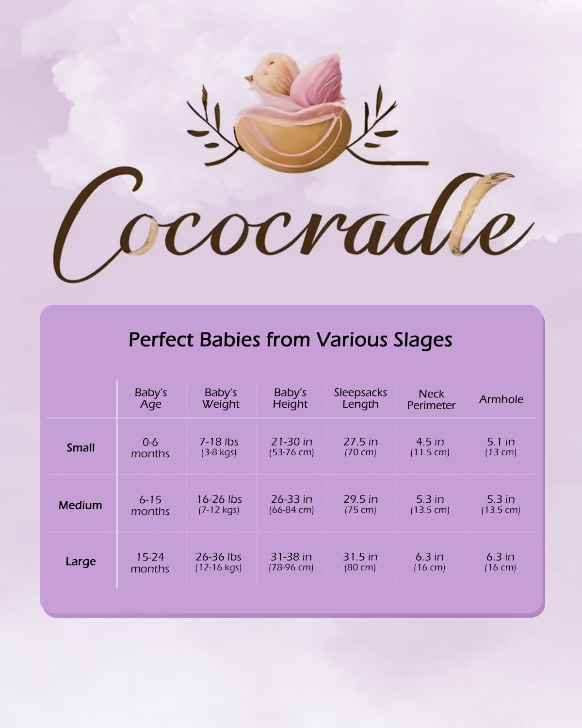 CocoCradle Baby Sleep Sacks Unisex Toddlers' Sleep Wearable Blanket Sleeping Bags, 2-Way Safe Zippers Sleepsack 0.5TOG for Babies | S
