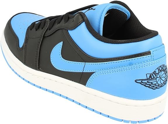 NIKE Men's Air Jordan 1 Low Sneaker, Black Black Blue University, 8.5