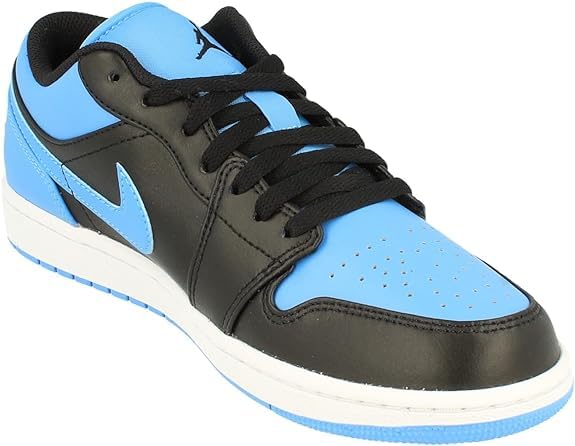 NIKE Men's Air Jordan 1 Low Sneaker, Black Black Blue University, 8.5