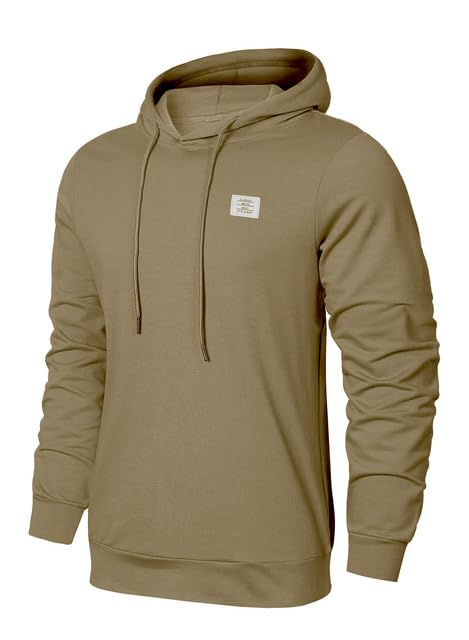 JMIERR Sweatsuits for Men Set 2 Piece Airport Outfits Long Sleeve Drawstring Hoodie Sweatshirt & Joggers Sweatpants with Pockets, Fall Tracksuit Matching Lounge Sets, Large, Khaki