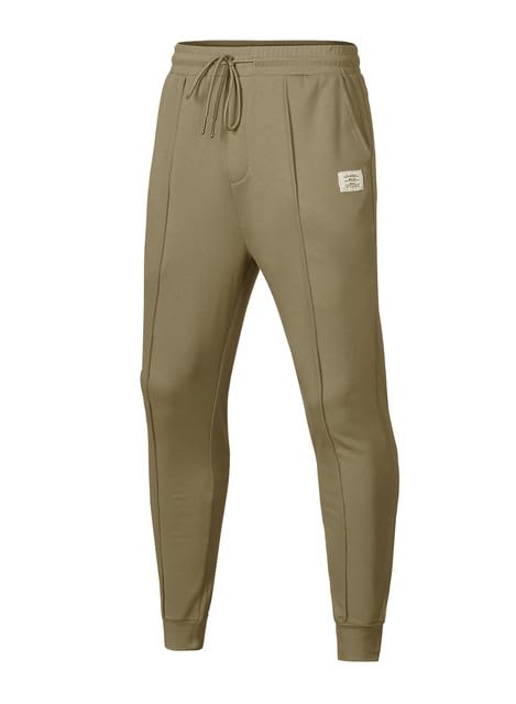 JMIERR Sweatsuits for Men Set 2 Piece Airport Outfits Long Sleeve Drawstring Hoodie Sweatshirt & Joggers Sweatpants with Pockets, Fall Tracksuit Matching Lounge Sets, Large, Khaki