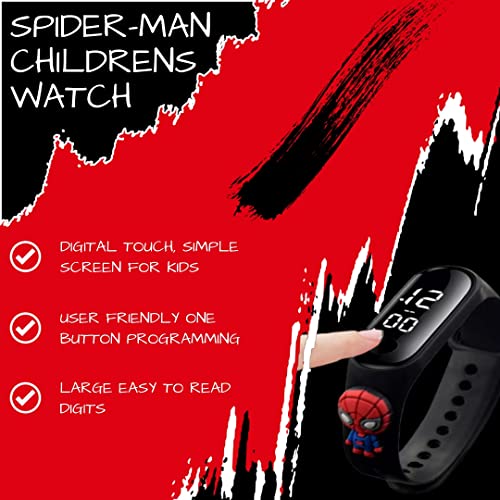 EDGELL HOUSE Childrenās Spiderman Backpack and Digital Bracelet Set for Kids Marvel Spidey Backpack with LED Spider-man Bracelet Spiderman cloth School Backpack School bag for boys and girls