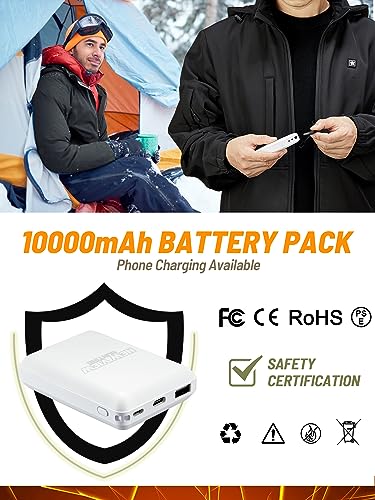 NEW VIEW Men's Heated Jacket with 10000mAh Battery Pack,Electric Heated Coat Rechargeable for Winter Outdoors Hunting Fishing