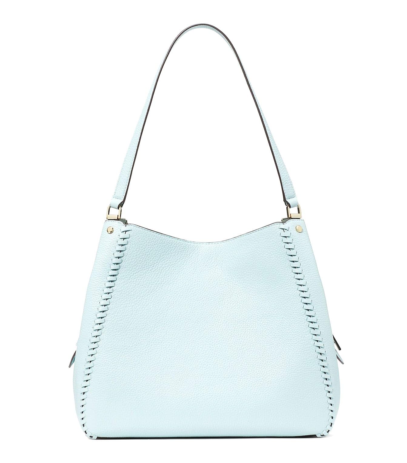 Kate Spade New York Kate Spade leila pebbled leather whipstitch medium triple compartment shoulder bag, Dewy Blue