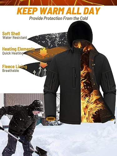 NEW VIEW Men's Heated Jacket with 10000mAh Battery Pack,Electric Heated Coat Rechargeable for Winter Outdoors Hunting Fishing