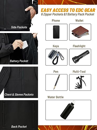 NEW VIEW Men's Heated Jacket with 10000mAh Battery Pack,Electric Heated Coat Rechargeable for Winter Outdoors Hunting Fishing