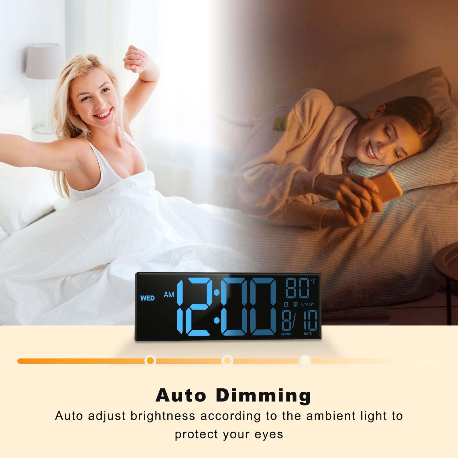 JALL 16" Large Digital Wall Mount Clock, Count Down Timer with Remote, Alarm, Big LED, 8 RGB Color, DST, Temperature for Living Room Classroom Desk, Xmas, Birthday Gift for Senior Men Women Mom Dad