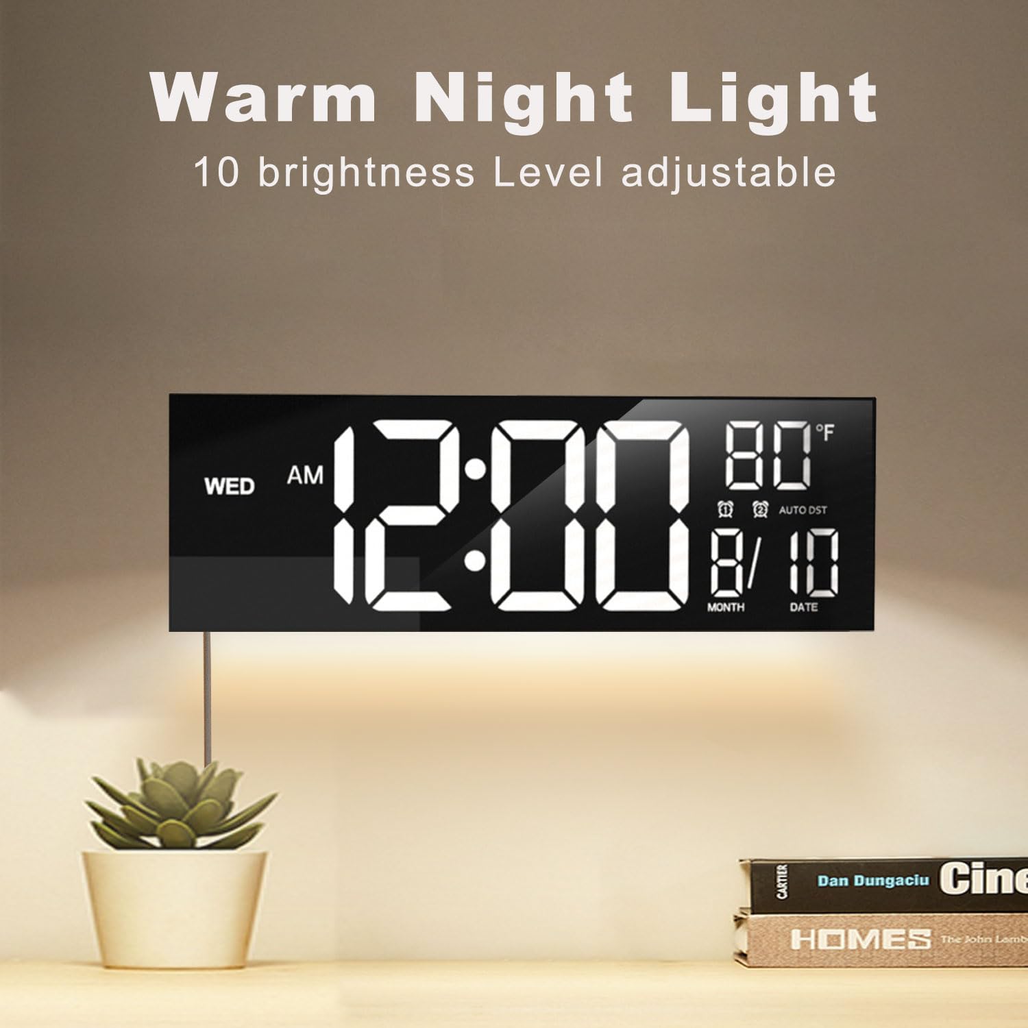 JALL 16" Large Digital Wall Mount Clock, Count Down Timer with Remote, Alarm, Big LED, 8 RGB Color, DST, Temperature for Living Room Classroom Desk, Xmas, Birthday Gift for Senior Men Women Mom Dad