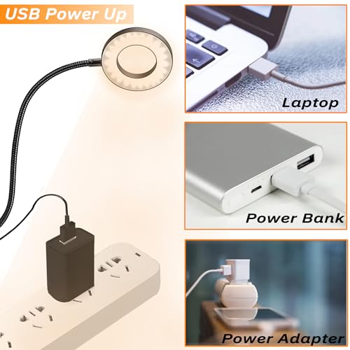 Lypumso Desk Lamp with Adapter, LED Reading Lamp Clip on Light, 3 Color Modes 10 Dimmable Brightness, Perfect Clamp Lamp for Home Office Studying Working Makeup Craft