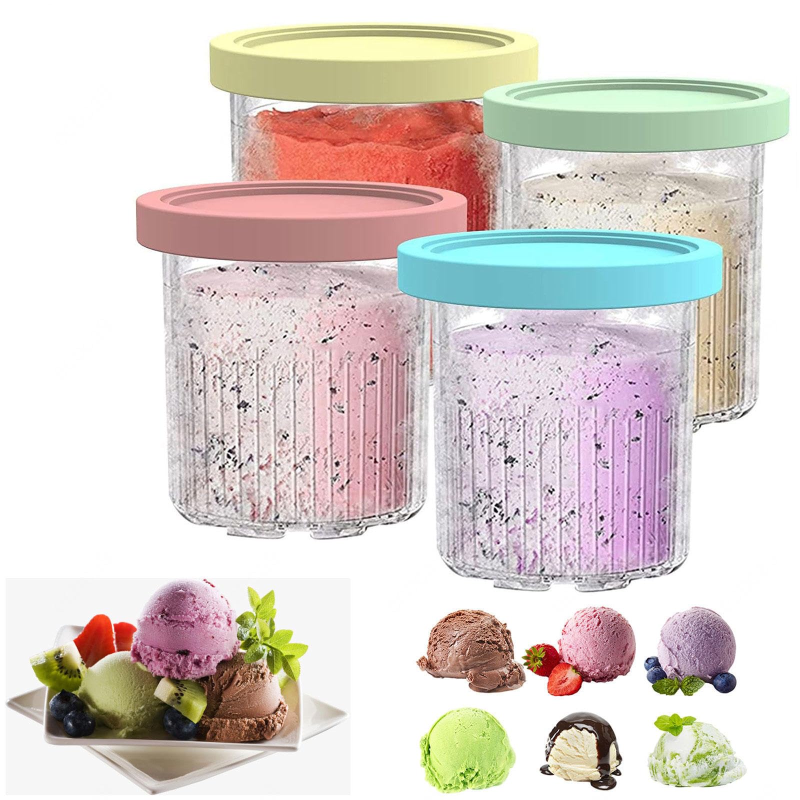 VRINO Creami Deluxe Pints, for Ninja Ice Cream Maker Pints,24 OZ Creami Pint Containers Bpa-Free,Dishwasher Safe for NC500 NC501 Series Ice Cream Maker