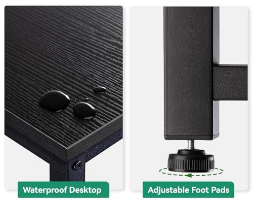 AODK L Shaped Desk, 50 Inch Computer Desk with Storage Bag, Reversible Home Office Desk with Host Stand, Black Corner Table for Bedroom Studio, Modern Wood PC Desk for Study Work