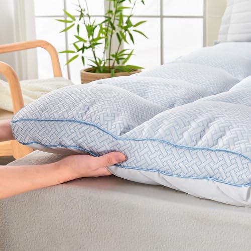 SOULOOOE Twin Mattress Topper, Cooling Pillow Top Mattress Pad Cover, 900G Down Alternative Overfilled Extra Thick Mattress Protector with 8-21 Inch Deep Pocket(39''x75'')