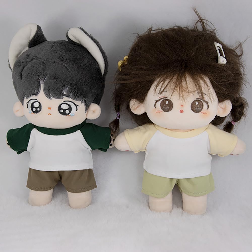niannyyhouse 10cm 15cm 20cm Plush Doll Clothes Color Blocking T-Shirt Undershirt Soft Stuffed Plush Toy Dress Up Accessories (a2, 20cm)
