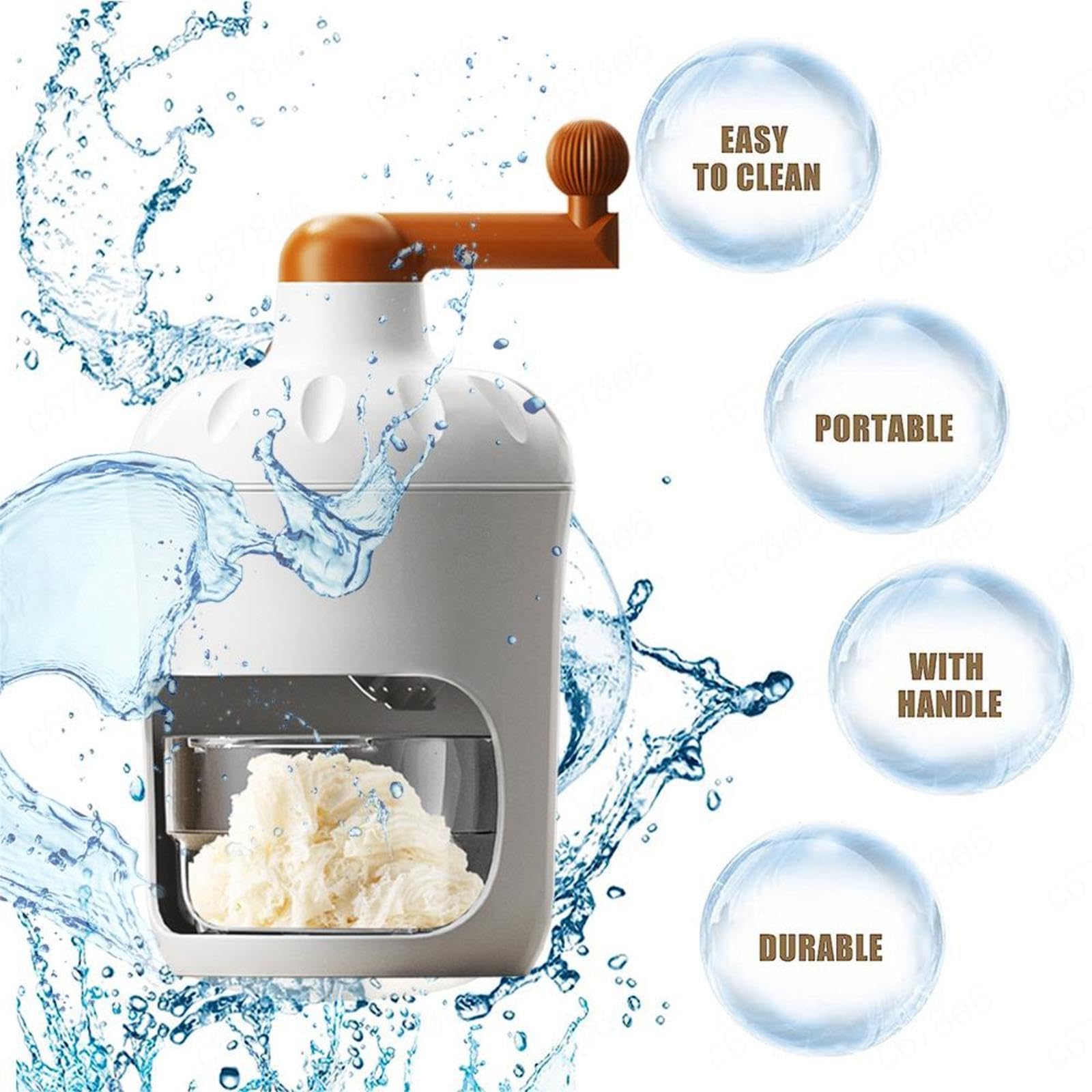 Ice Shaver Machine for Home Use, with 4 Ice Cube Molds, Shaved Ice Crusher Thick Blade, Safe and Labor Saving, Ice Grinder, for Making Drinks