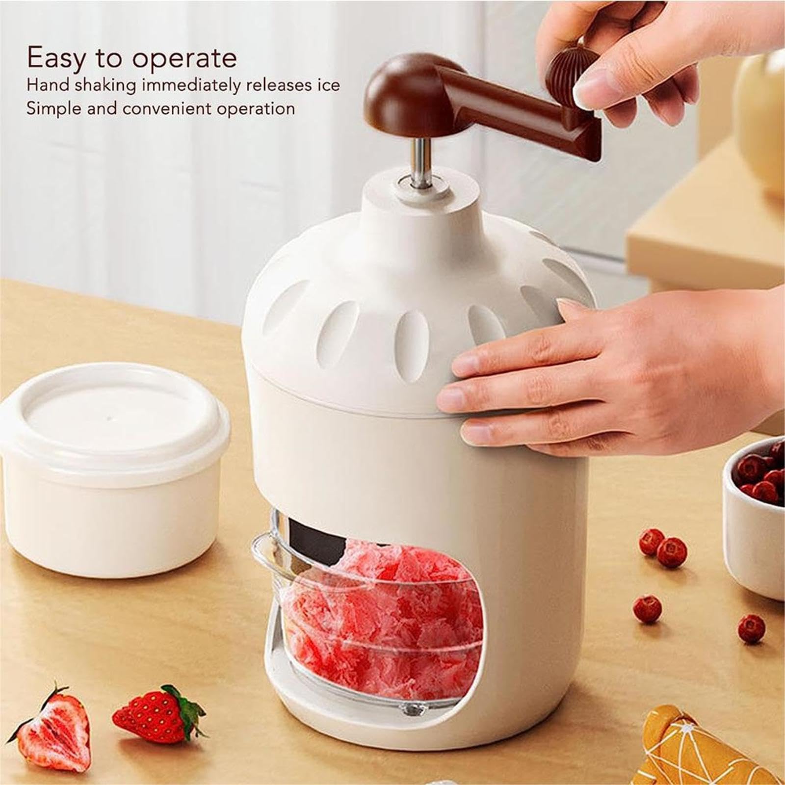 Ice Shaver Machine for Home Use, with 4 Ice Cube Molds, Shaved Ice Crusher Thick Blade, Safe and Labor Saving, Ice Grinder, for Making Drinks