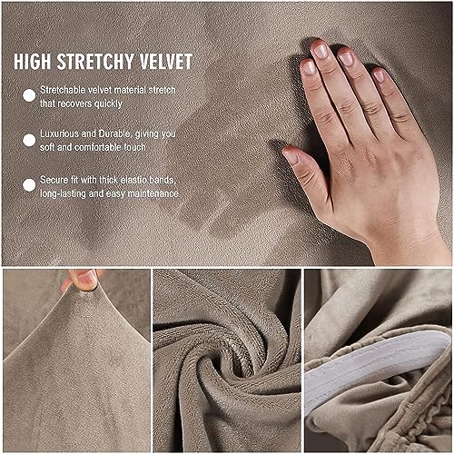 cjc Reclining Loveseat with Middle Console Slipcover, 8-Piece Velvet Stretch Loveseat Reclining Sofa Covers, 2 seat Loveseat Recliner Cover, Thick, Soft, Washable, Loveseat Slipcovers(Taupe)