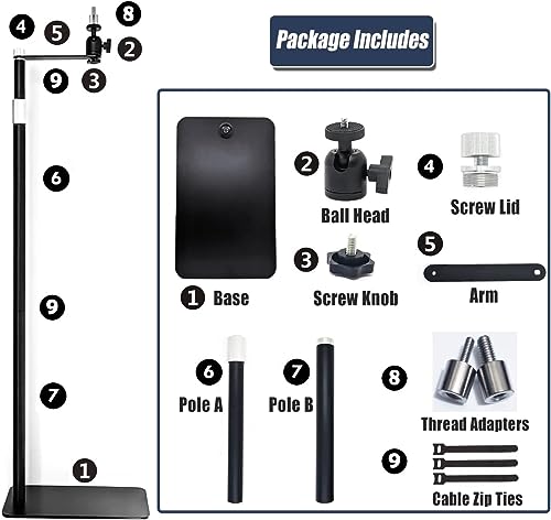 Projector Stand, Projector Floor Stand Mount Adjustable Height 16-50 Inch (Include Ball Head) Universal Projector Stand Behind Sofa Bed 360° Rotation Compatible with XGIMI AuKing Anker and Other