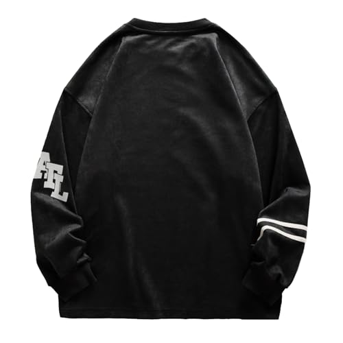 Aelfric Eden Mens Oversized Sweatshirt Crewneck Vintage Graphic Pullover Shirts Long Sleeve Streetwear Tops Grey