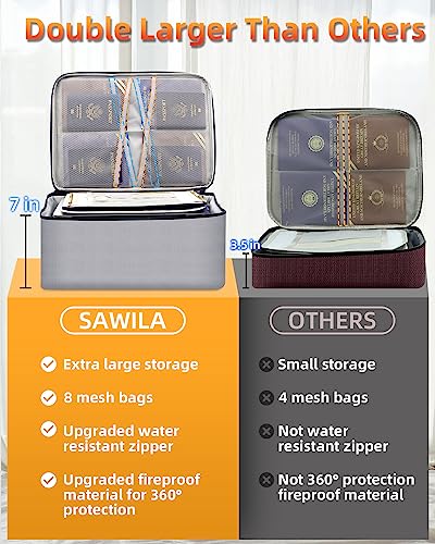 Large Fireproof Document Bag with Lock - 5-Layer Protection, Water-Resistant 3-Layer File Organizer with Reflective Stripe - for Safeguarding Legal Papers, Certificates, Laptops, and Valuables