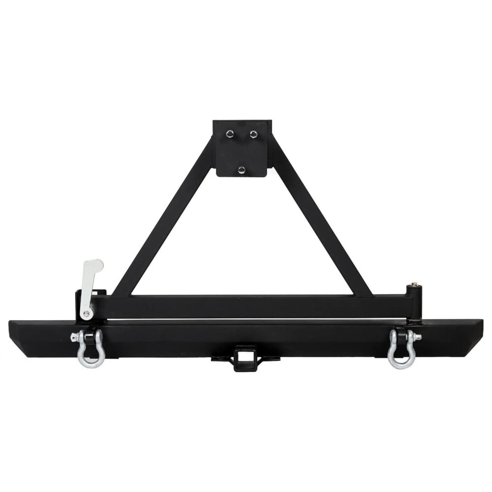 Yazyu Rear Bumper with Tire Carrier & D-Ring Fits YJ & TJ (Black, Iron Steel),Supports Adaptive Queries with Free Return and Exchange