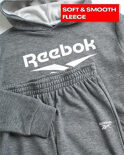 Reebok Boys' Sweatsuit Set - 2 Piece Fleece Hoodie Sweatshirt and Jogger Sweatpants (4-12), Size 8, Dark Grey Heather