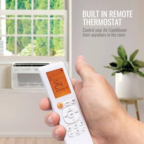 Keystone Energy Star 8,000 BTU Window Mounted Inverter Air Conditioner with Quiet, High Efficiency Operation and Remote, Window AC Unit for Apartment, Living Room, Medium Rooms up to 350-Sq.Ft.