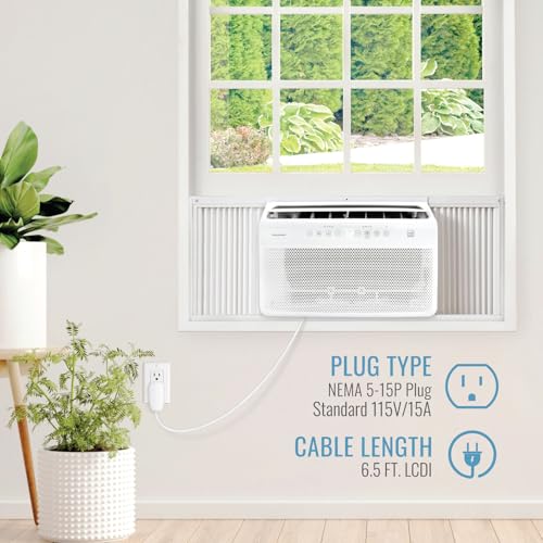 Keystone Energy Star 8,000 BTU Window Mounted Inverter Air Conditioner with Quiet, High Efficiency Operation and Remote, Window AC Unit for Apartment, Living Room, Medium Rooms up to 350-Sq.Ft.