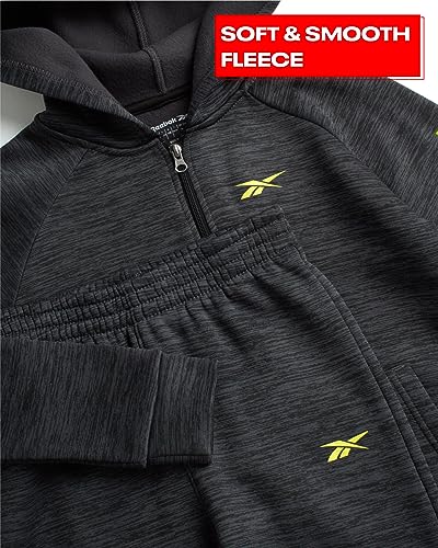 Reebok Boys' Sweatsuit - Active Fleece Zip Hoodie Sweatshirt and Jogger Sweatpants (2T-12), Size 10, Black Straided