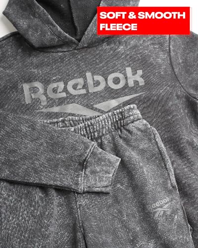 Reebok Boys' Sweatsuit Set - 2 Piece Fleece Hoodie Sweatshirt and Jogger Sweatpants (4-12), Size 8, Premium Black