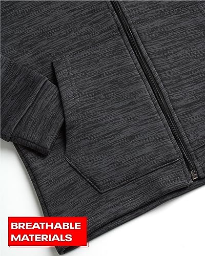 Reebok Boys' Sweatsuit - Active Fleece Zip Hoodie Sweatshirt and Jogger Sweatpants (2T-12), Size 10, Black Straided