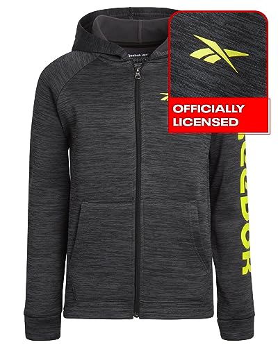Reebok Boys' Sweatsuit - Active Fleece Zip Hoodie Sweatshirt and Jogger Sweatpants (2T-12), Size 10, Black Straided