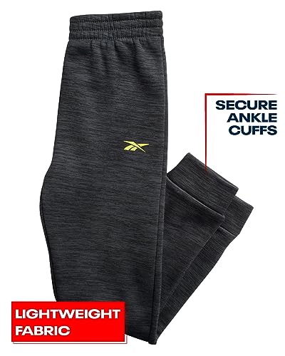 Reebok Boys' Sweatsuit - Active Fleece Zip Hoodie Sweatshirt and Jogger Sweatpants (2T-12), Size 10, Black Straided