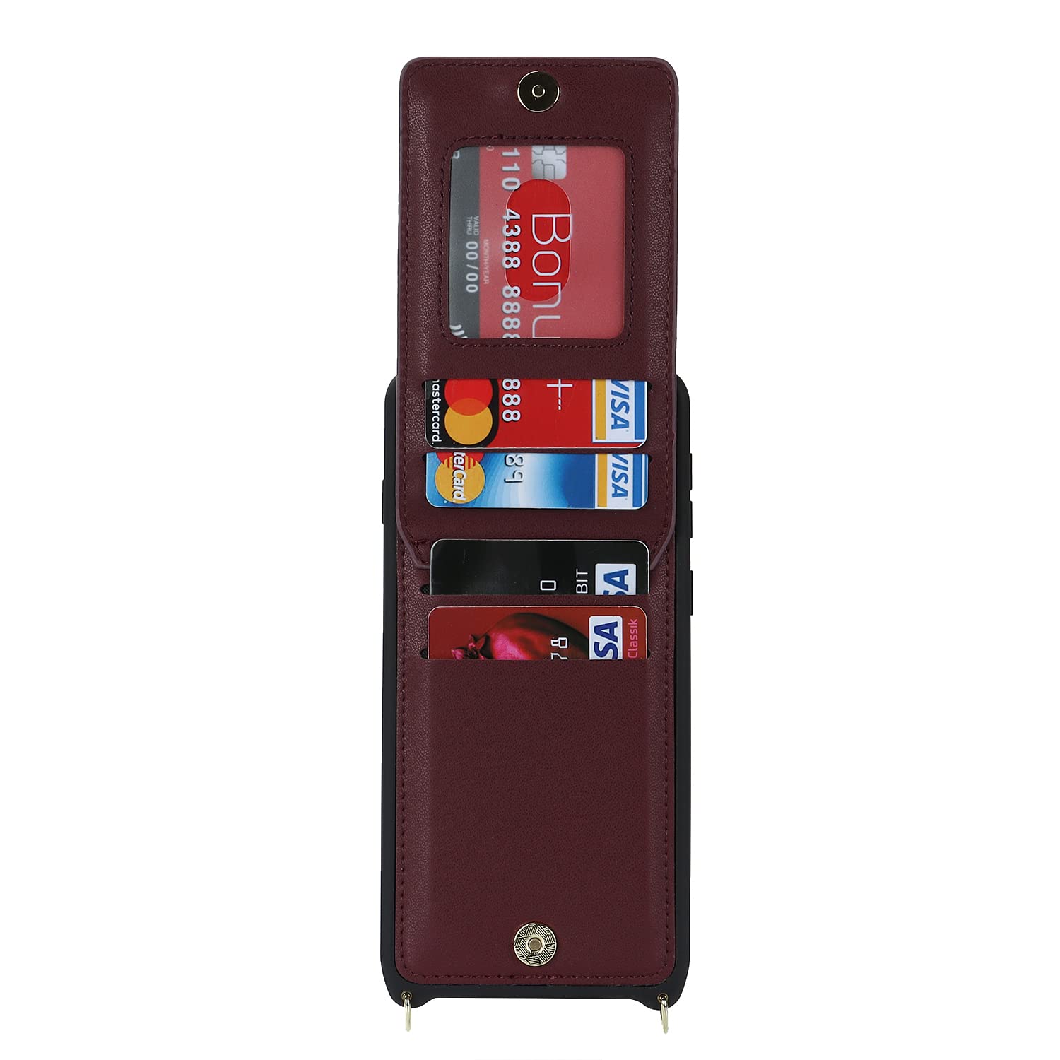 DEYHU for Google Pixel 6a Case with Card Holder for Women,for Pixel 6a Phone Case Wallet with Strap Credit Card Slots Crossbody with Kickstand Zipper Case - Red Wine