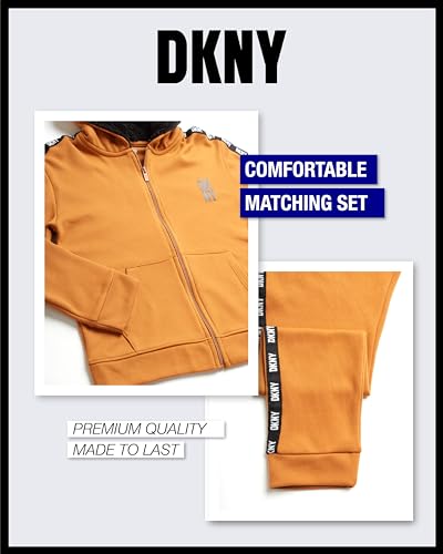 DKNY Boys' Sweatsuit Set - 2 Piece Fleece Sweatshirt and Jogger Sweatpants (Size: 4-12), Size 5, Meerkat