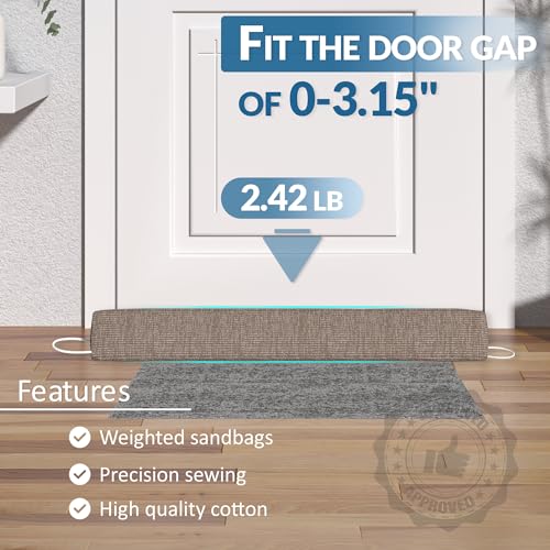 Triangle Door Draft Stopper,36" Weighted Under Door Draft Blocker Bottom Door Seal Noise & Air,Interior Sound Proof Door Snake Draft Insulation Washable Stopper | Cool in Summer & Warm in Winter,Brown