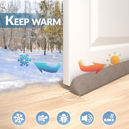 Triangle Door Draft Stopper,36" Weighted Under Door Draft Blocker Bottom Door Seal Noise & Air,Interior Sound Proof Door Snake Draft Insulation Washable Stopper | Cool in Summer & Warm in Winter,Brown
