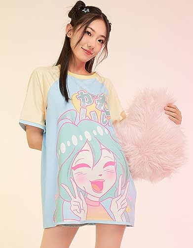Winx Club Women's Bloom Printed Short Sleeves Crew Neck Summer Sleepwear Loungewear T-shirt Dress (extra large) Blue