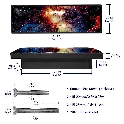4 Pack 3.6In Double Holes Handles Pulls, Galaxy Planet Print Decorative Kitchen Cabinet Dresser Drawer Closet Cupboard Door Handles Pulls for Home Bedroom Bathroom