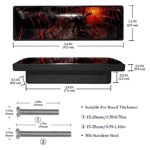 4 Pack 3.6In Double Holes Handles Pulls, Halloween Spider Web Print Decorative Kitchen Cabinet Dresser Drawer Closet Cupboard Door Handles Pulls for Home Bedroom Bathroom