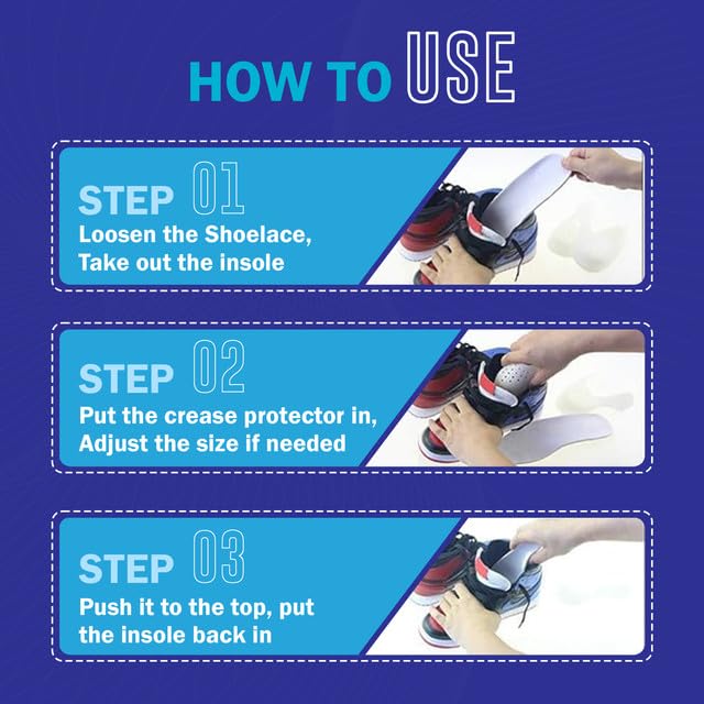 2 Pairs Crease Protectors for Air Force 1 Shoes, Jordan 1, Dunk Low – Sneaker Crease Guard, Anti Crease for Men (US Size 8-12, Black + White)
