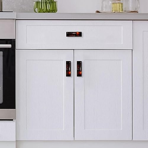 4 Pack 3.6In Double Holes Handles Pulls, Halloween Spider Web Print Decorative Kitchen Cabinet Dresser Drawer Closet Cupboard Door Handles Pulls for Home Bedroom Bathroom