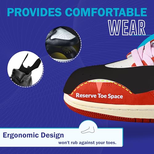 2 Pairs Crease Protectors for Air Force 1 Shoes, Jordan 1, Dunk Low – Sneaker Crease Guard, Anti Crease for Men (US Size 8-12, Black + White)