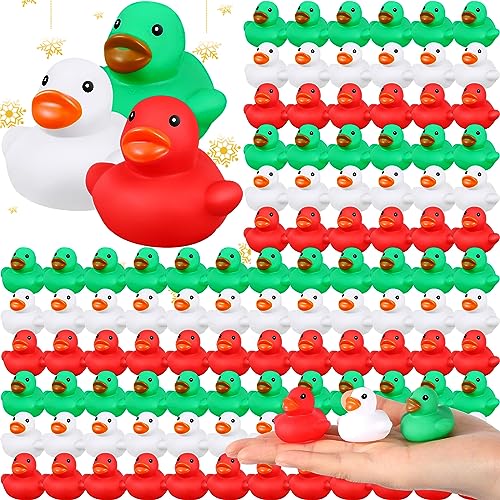 Hiboom Christmas Rubber Ducks Bath Ducks Bulk Squeak Rubber Duckie Bath Toy for Baby Kids Shower Bathtub Pool Party Games Cruise Birthday Christmas Holiday School Classroom(1.4 Inch, 120 Pcs)