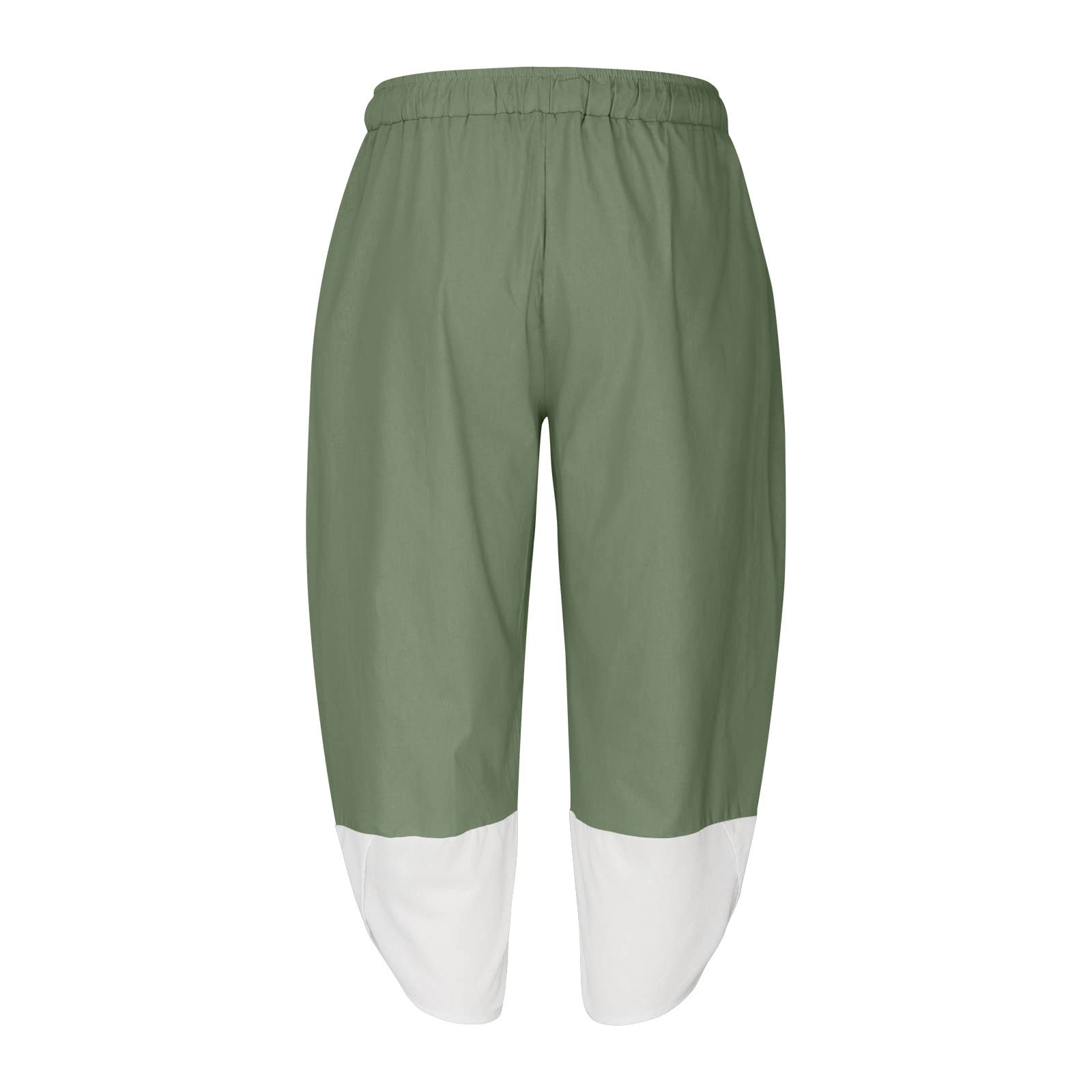 My Orders Men's Pants Elastic Waistband Linen Pants for Men 2023 Casual Loose Drawstring Elastic Waist Cotton Capri Classic Fit Patchwork Beach Capri Army Green XL
